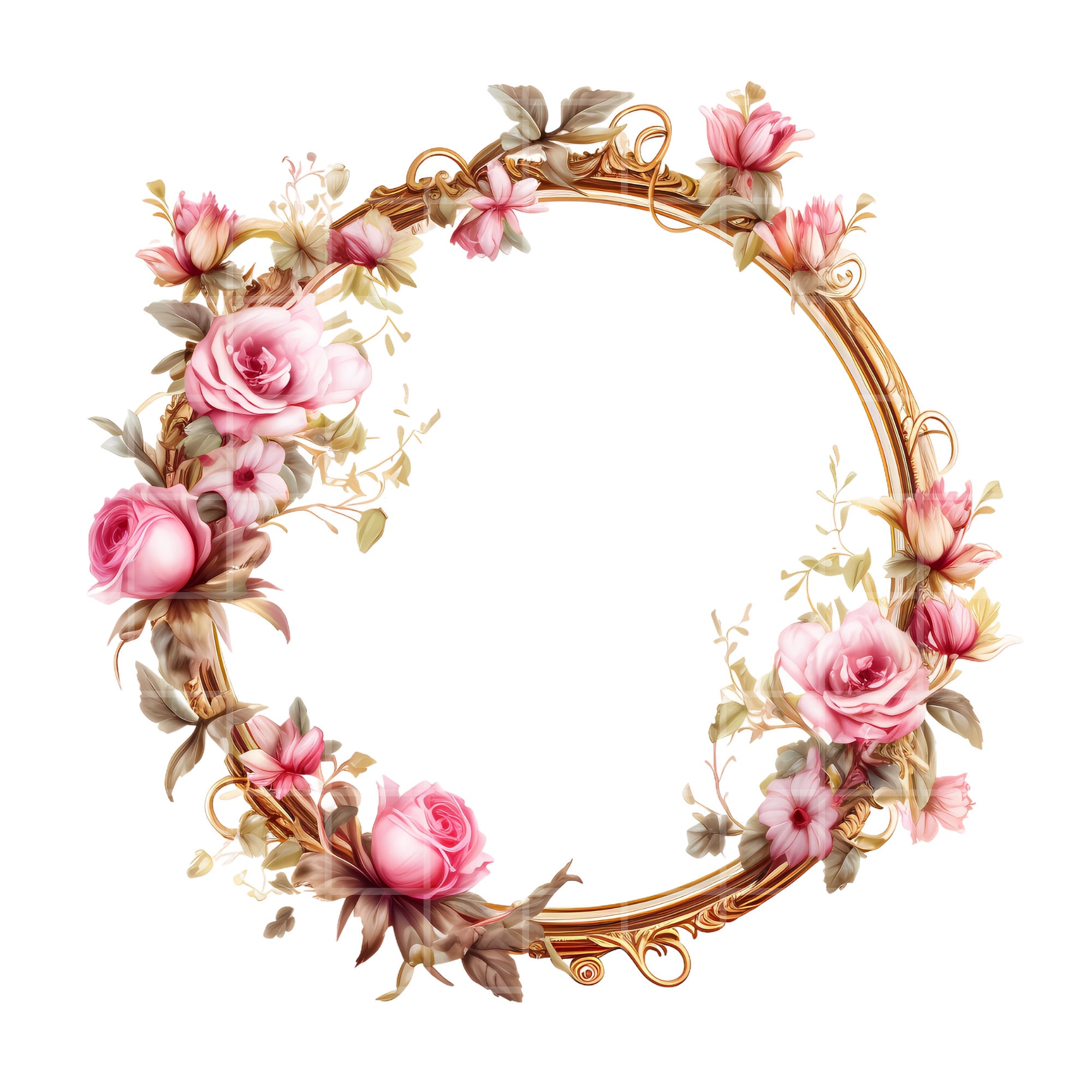 Baroque Circle Frame Clipart Set for Creative Projects, Rococo Style ...