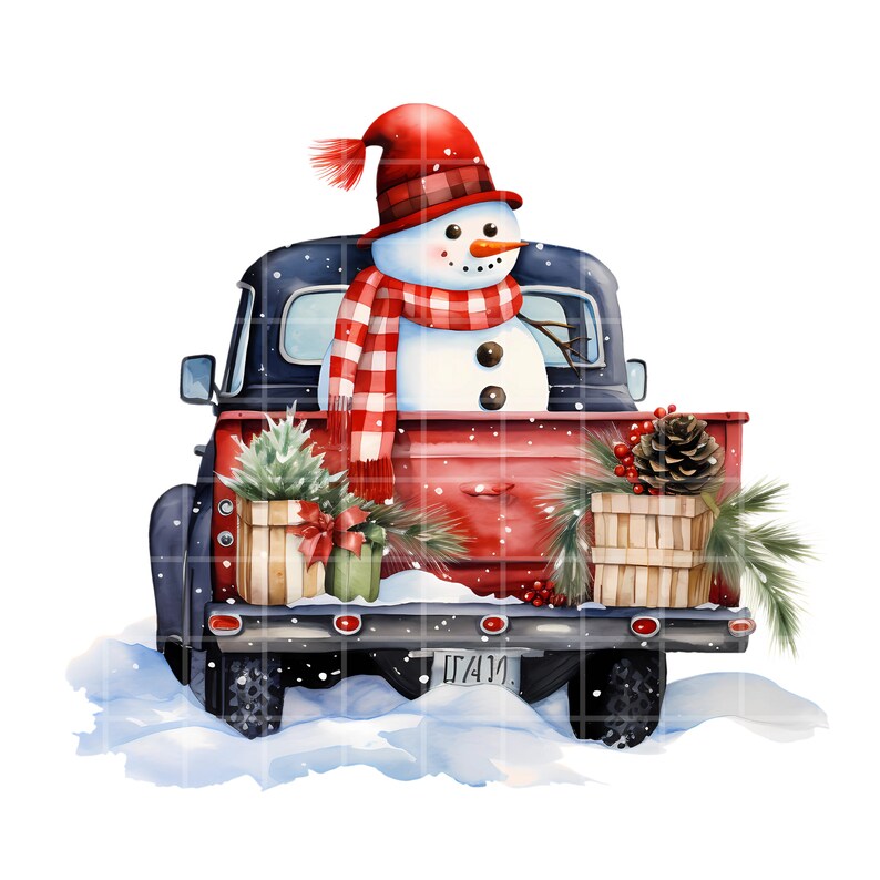 Christmas Pickup Clipart Set for Creative Projects, Winter Truck, Xmas ...