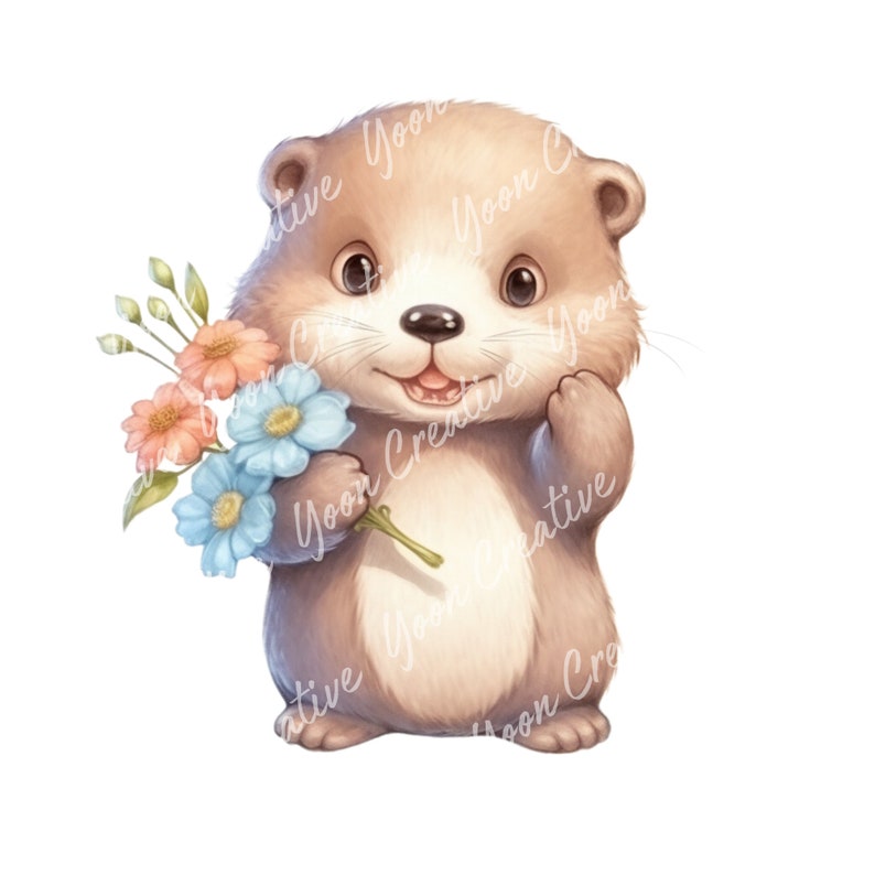 Adorable and Playful Otter Clipart Set for Creative Projects, Cute Baby ...