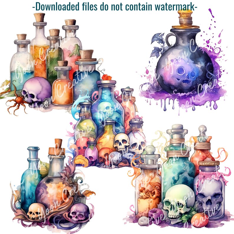 Watercolor Spooky Potions Clipart Set for Creative Projects - Etsy