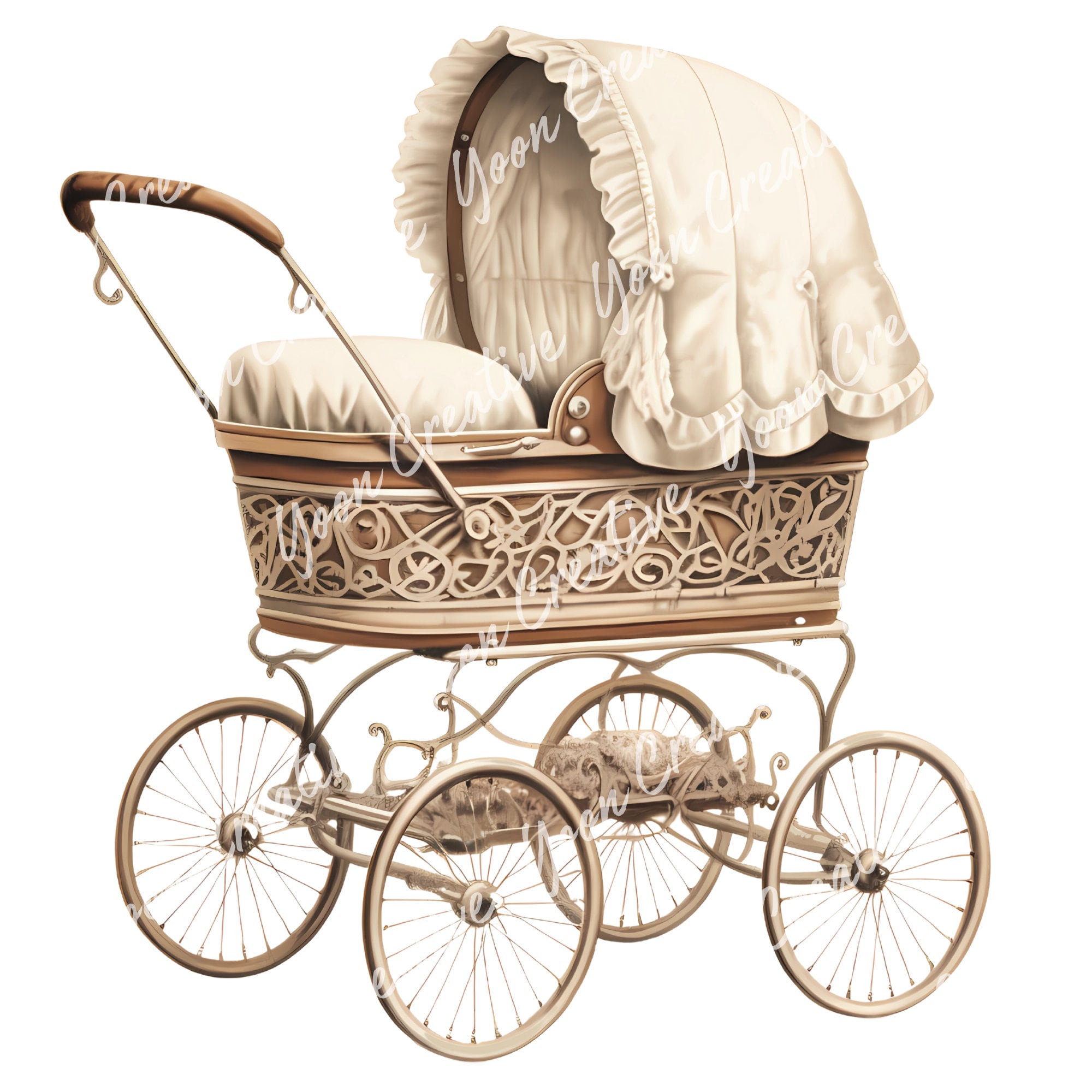 Vintage Baby Stroller Clipart Set for Creative Projects, Junk Journal ...