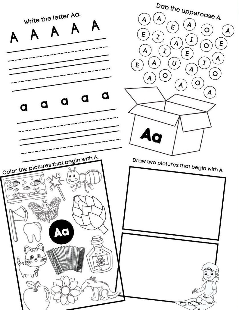 250 Pages Children's Learning Activity Books Letters and Numbers - Etsy