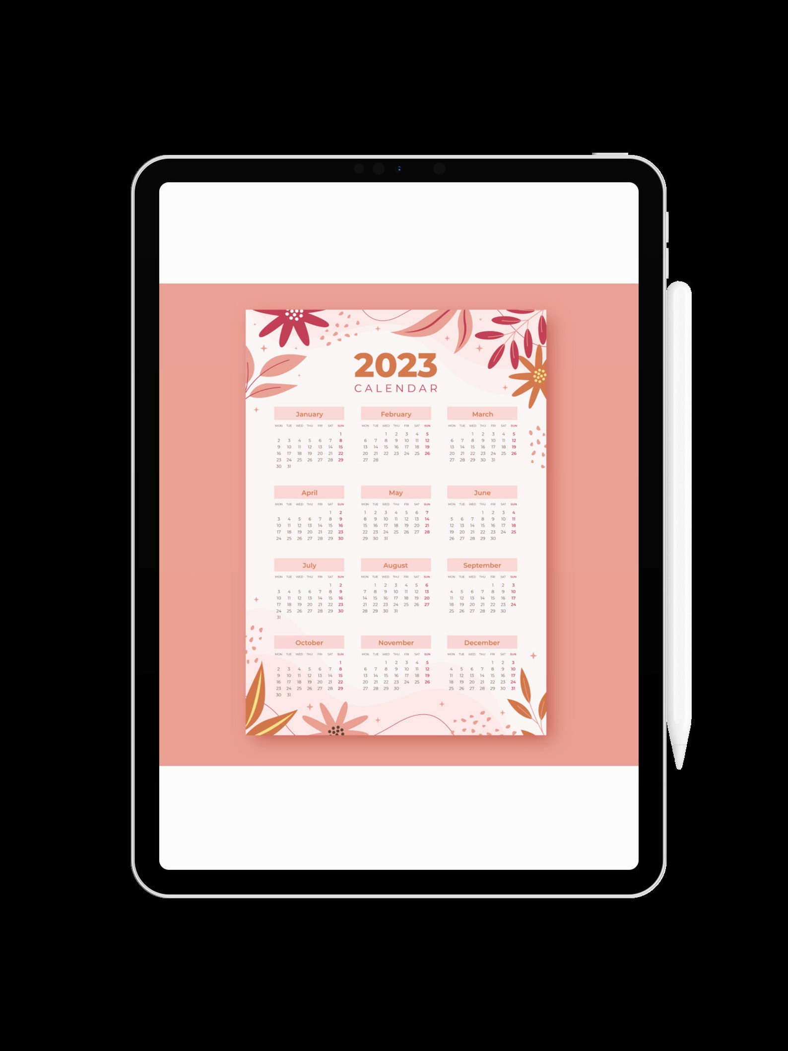 2023 Calendar , Digital Calendar , Printable Calendar , New Year ...