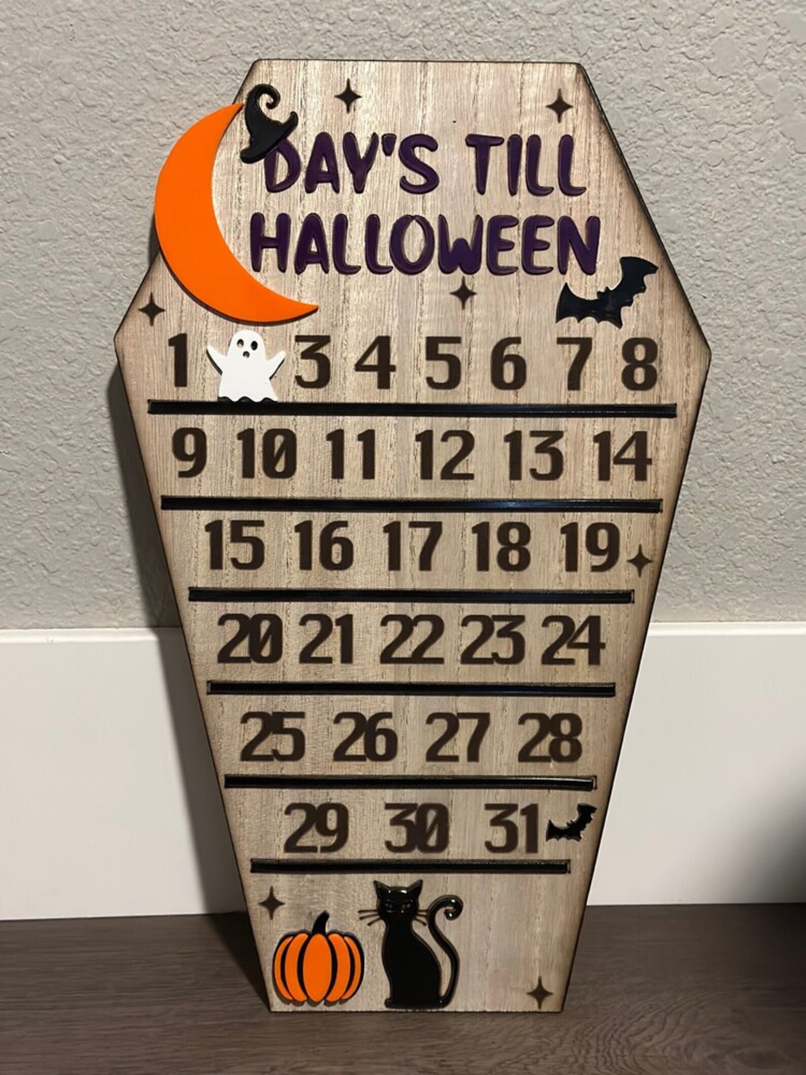 Countdown to Halloween Calendar With Moveable Ghost - Etsy