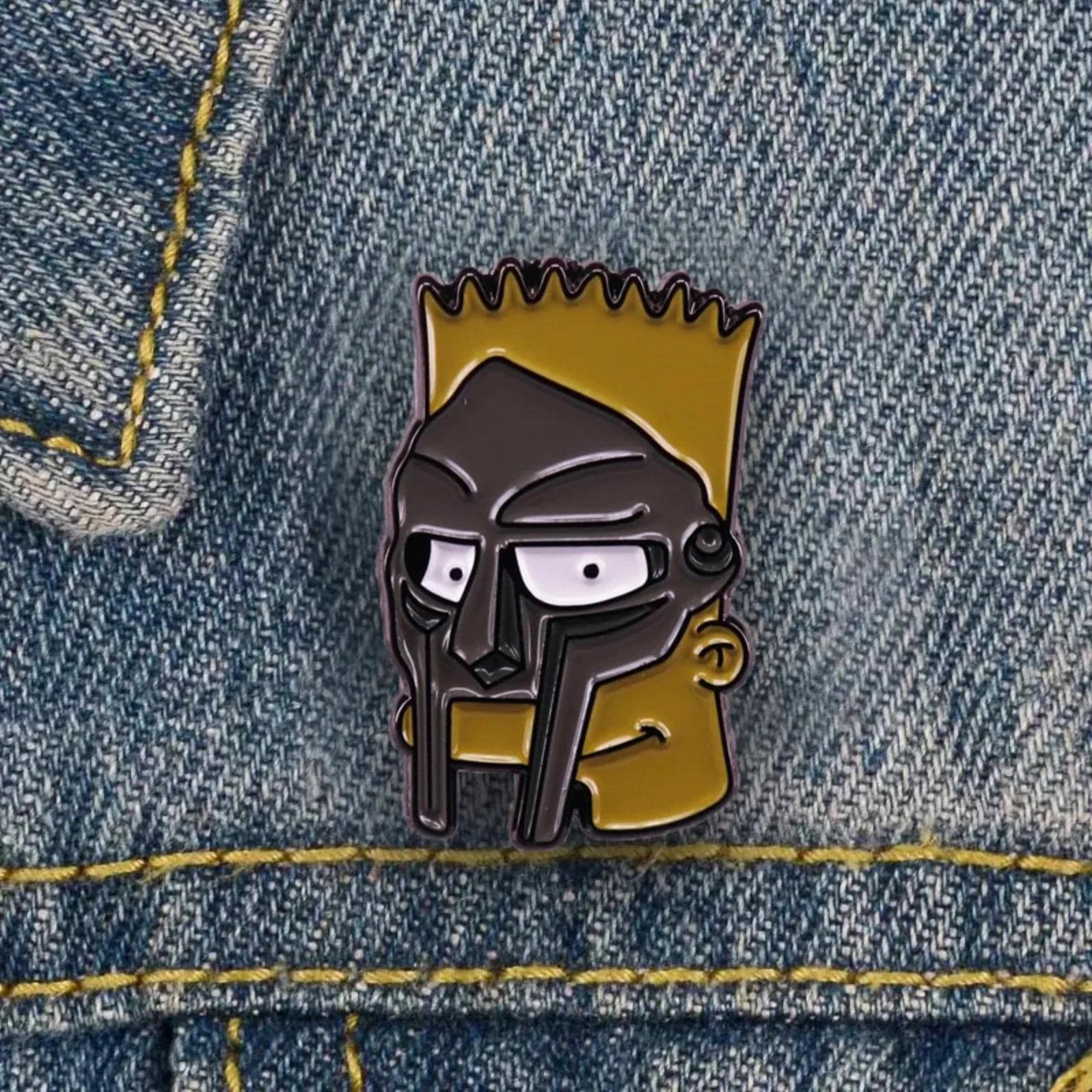 MF DOOM Bart Simpson Mask Pin Boom Bap Music Pin | Madvillian DOOM Mask ...