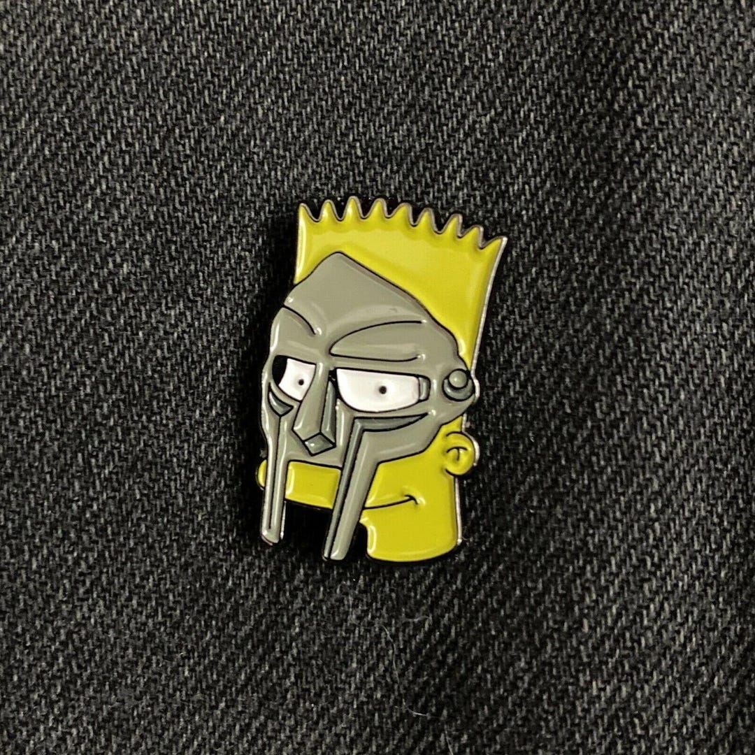 MF DOOM Bart Simpson Mask Pin Boom Bap Music Pin | Madvillian DOOM Mask ...