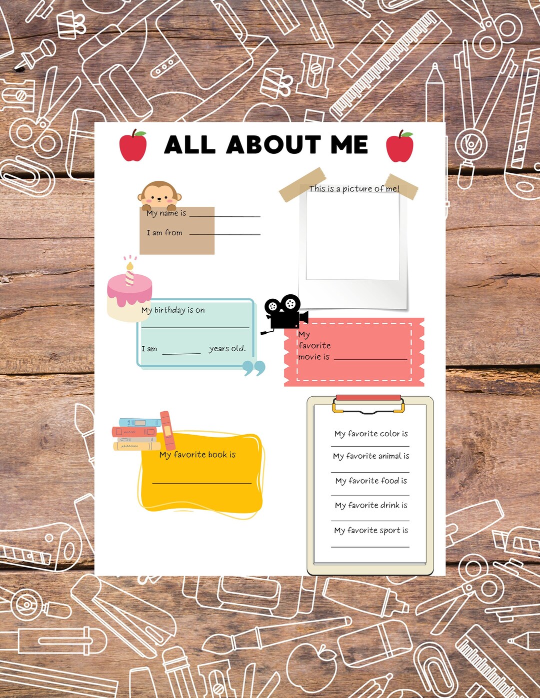 All About Me First Day of School Digital Download - Etsy