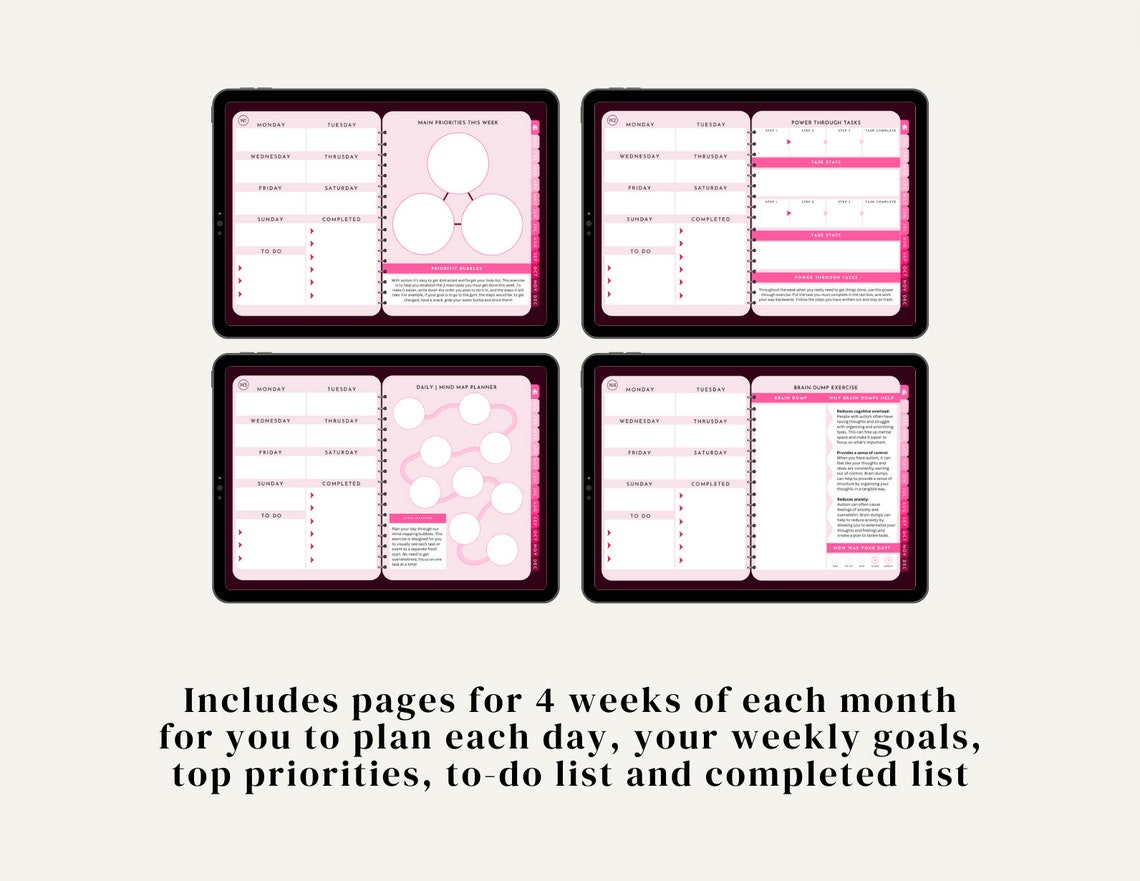 Autism Oriented Pink Planner Adult Goals Organizer & Daily Planner ...