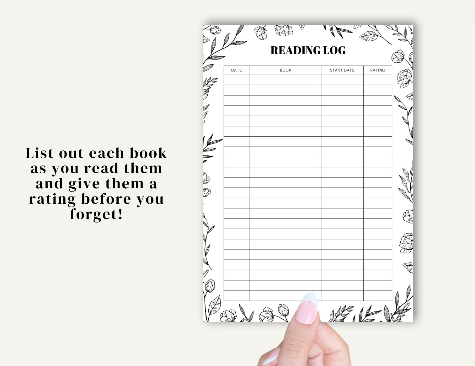 Floral Reading Log & Book Tracker Yearly Reading Log Printable Book ...