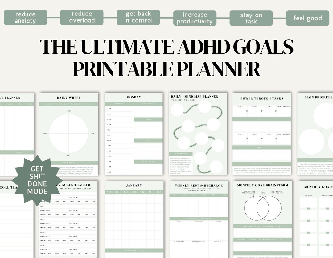 ADHD Goals Printable Planner Created by a Psychology Student With ADHD ...