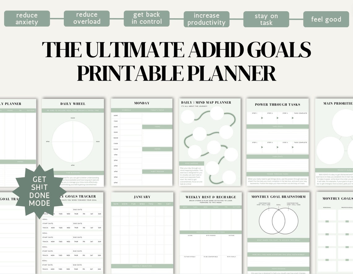 ADHD Goals Printable Planner Created by a Psychology Student With ADHD ...