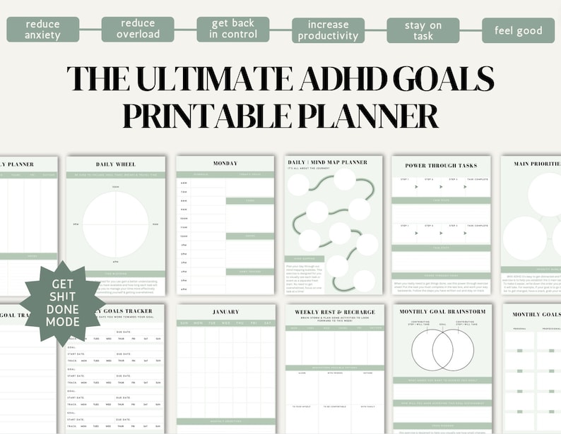 ADHD Goals Printable Planner Created by a Psychology - Etsy