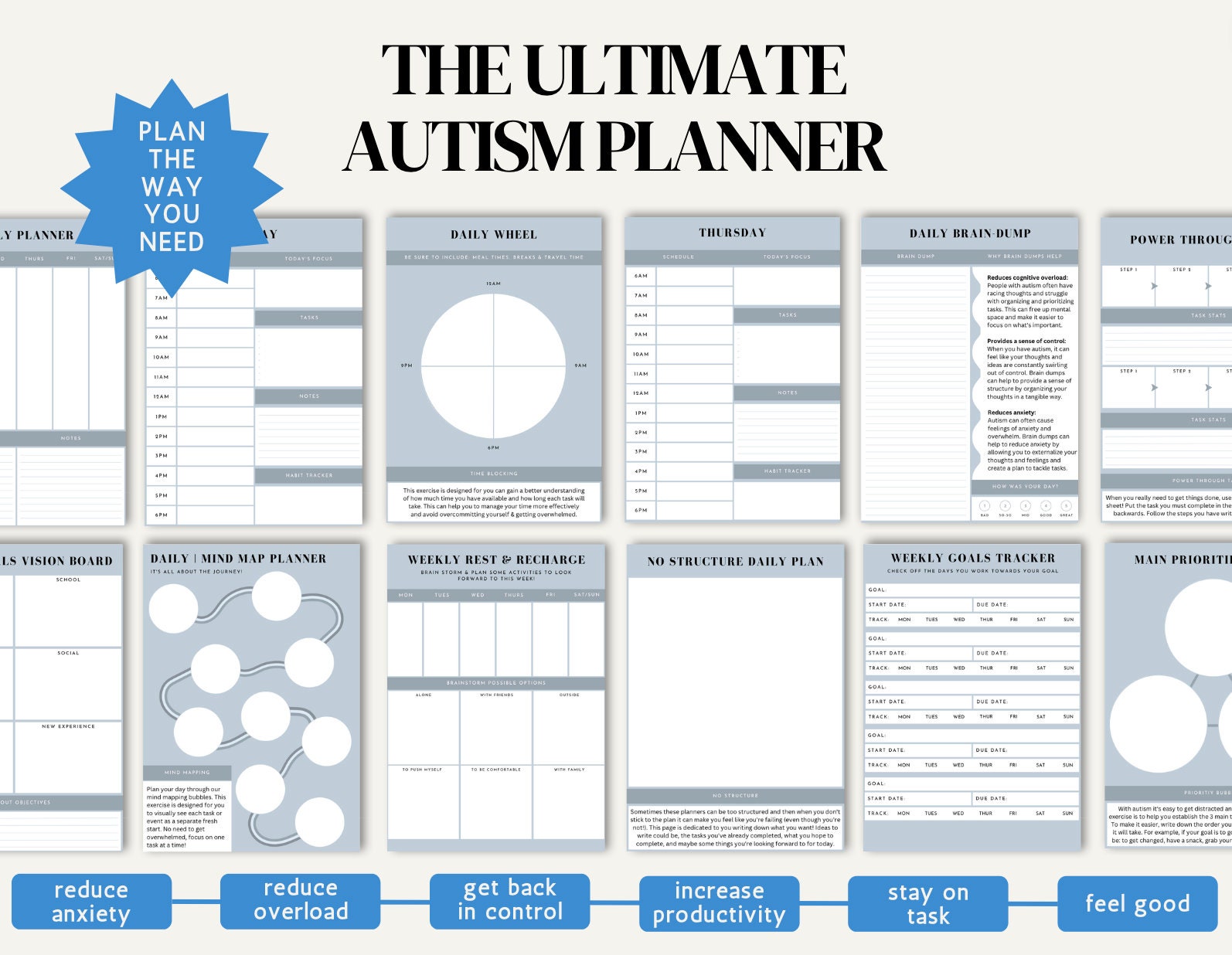 Autism Oriented Pink Planner Adult Goals Organizer & Daily Planner ...