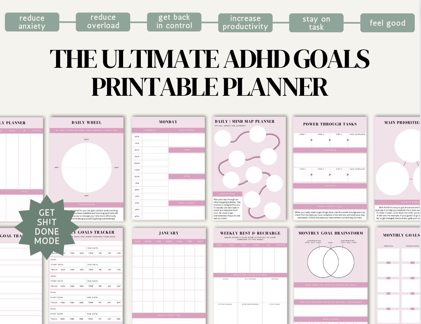 ADHD Goals Pink Planner Created by a Psychology Student With ADHD Adult ...
