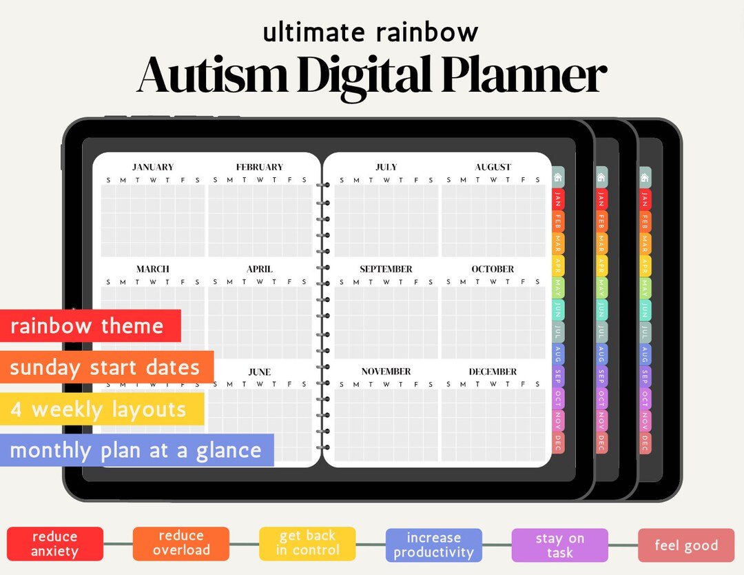 Autism Oriented Rainbow Planner Adult Goals Organizer & Daily Planner ...