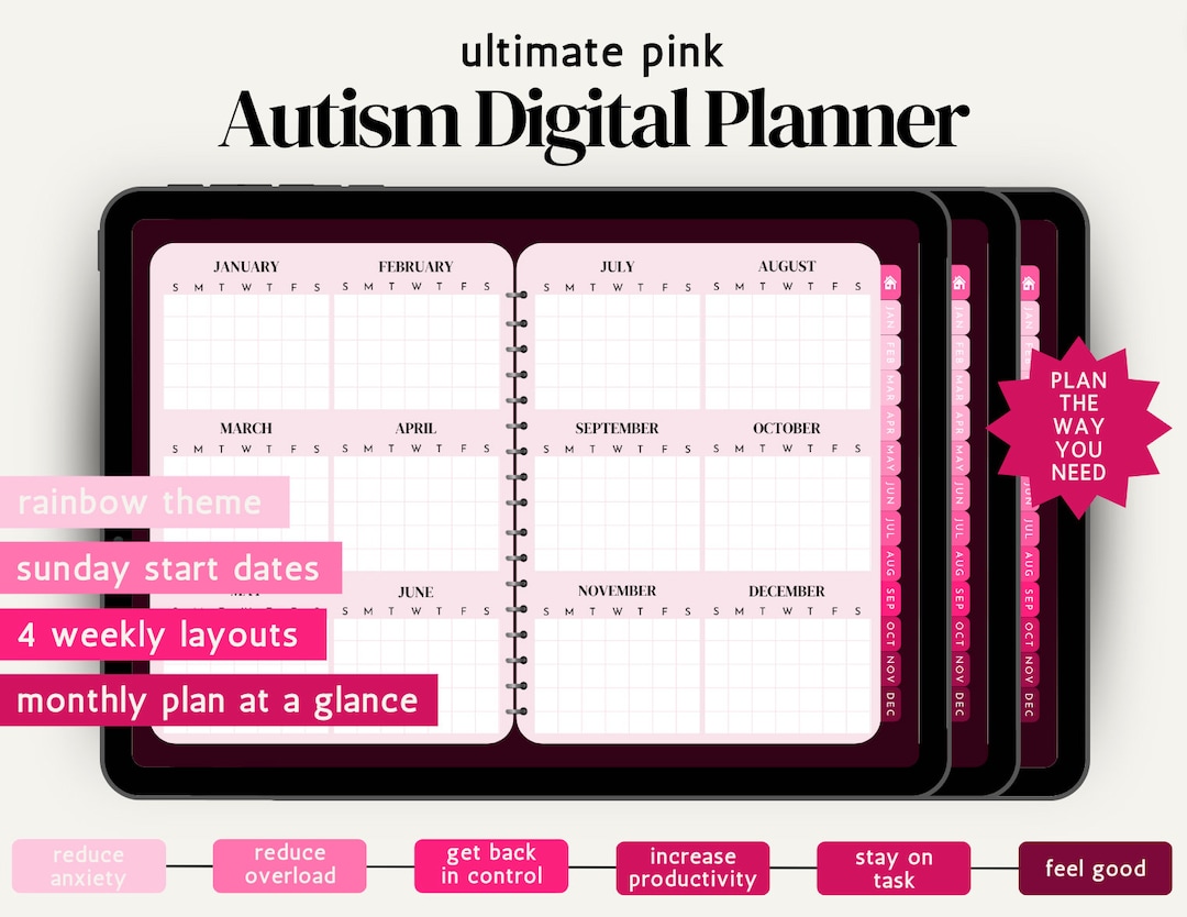 Autism Oriented Pink Planner Adult Goals Organizer & Daily Planner ...