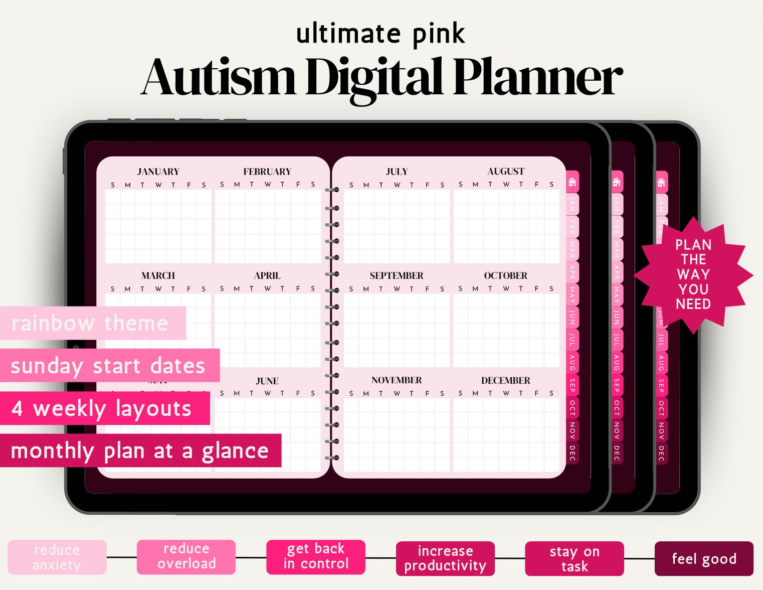 Autism Oriented Pink Planner Adult Goals Organizer & Daily Planner ...