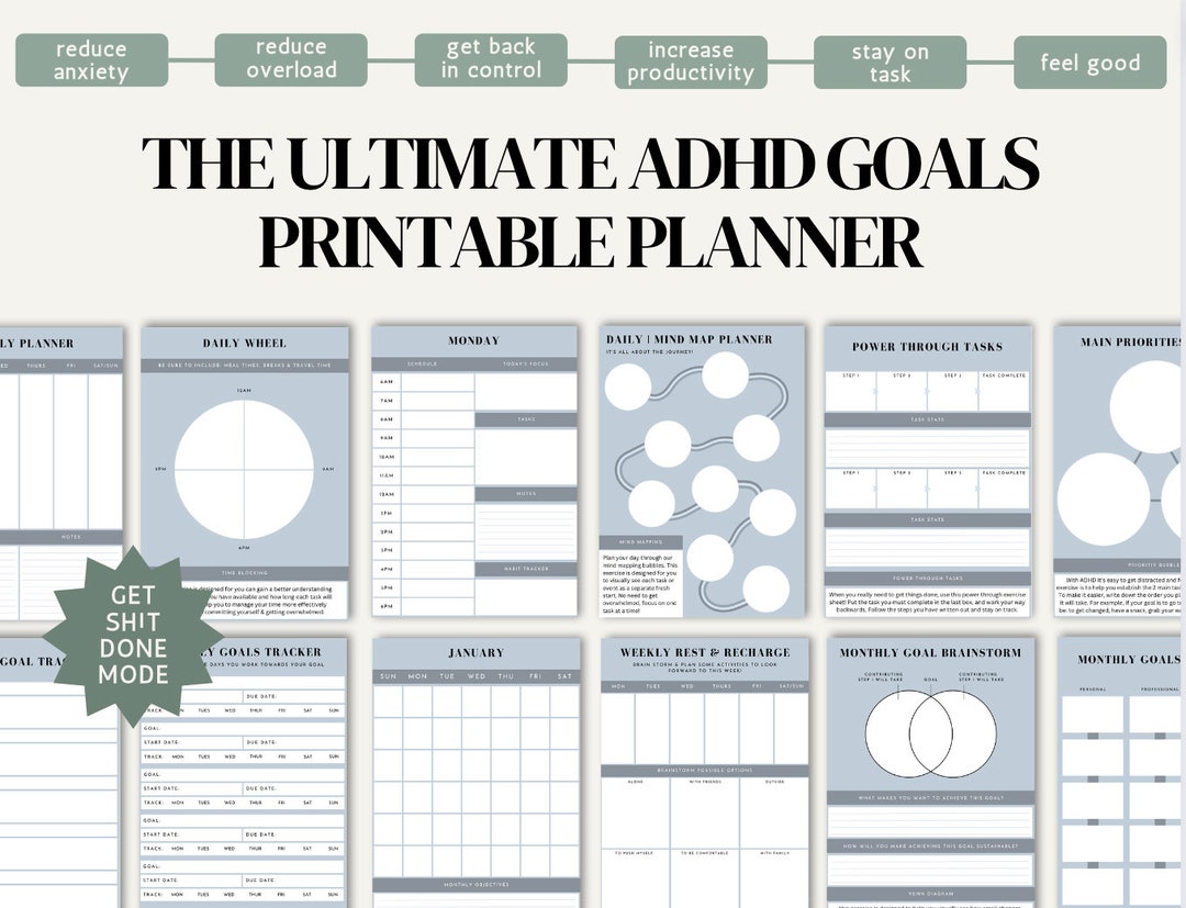 ADHD Goals Printable Planner Created by a Psychology - Etsy