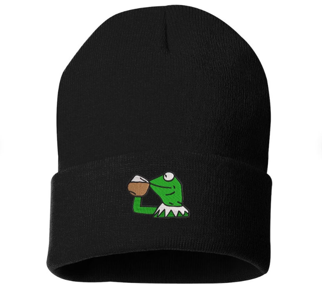 Funny Kermit Not My Business Logo Embroidered Cuffed Knit Winter Unisex ...