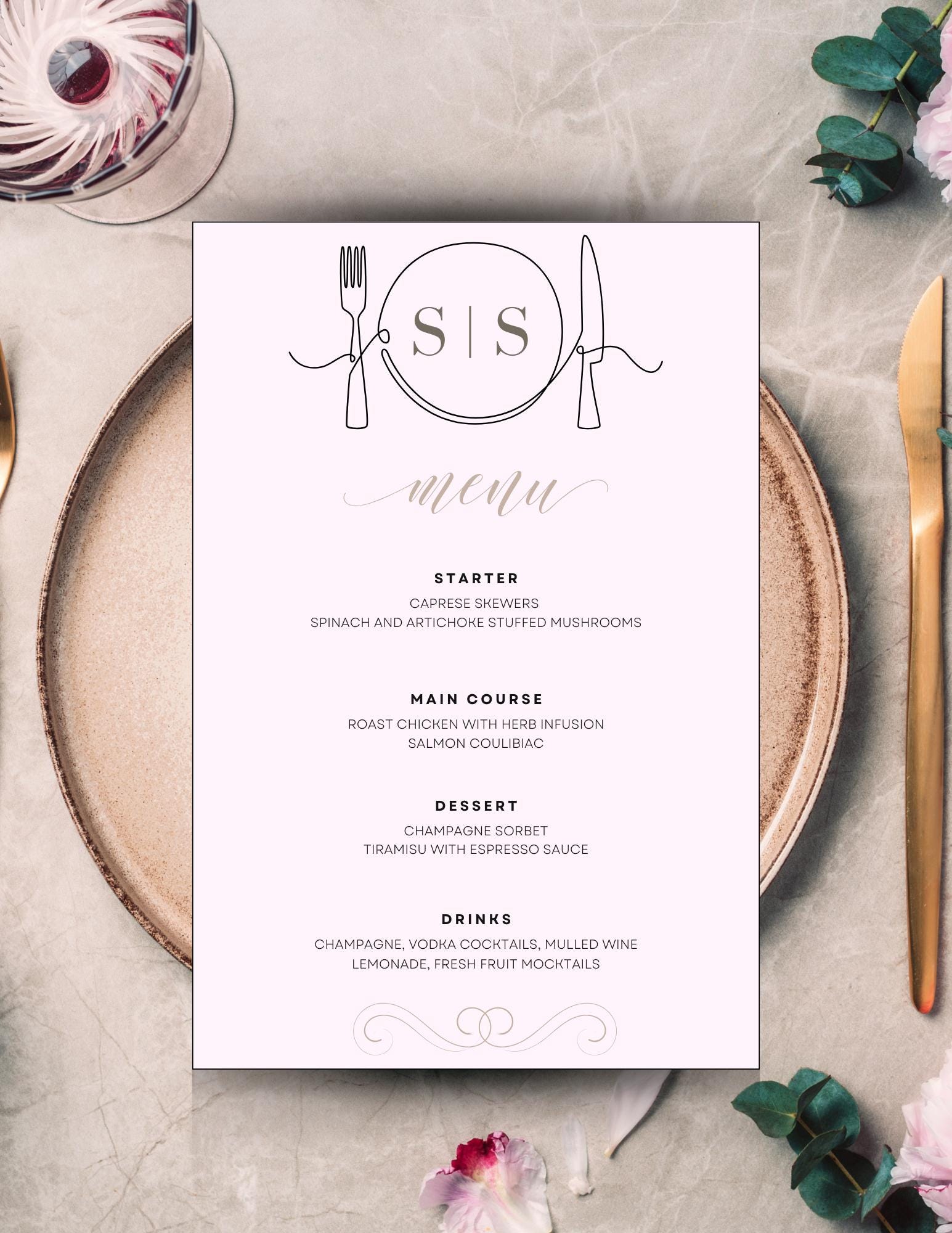 Wedding Food Menu, Customizable Menu for Parties, Reception Dinner ...