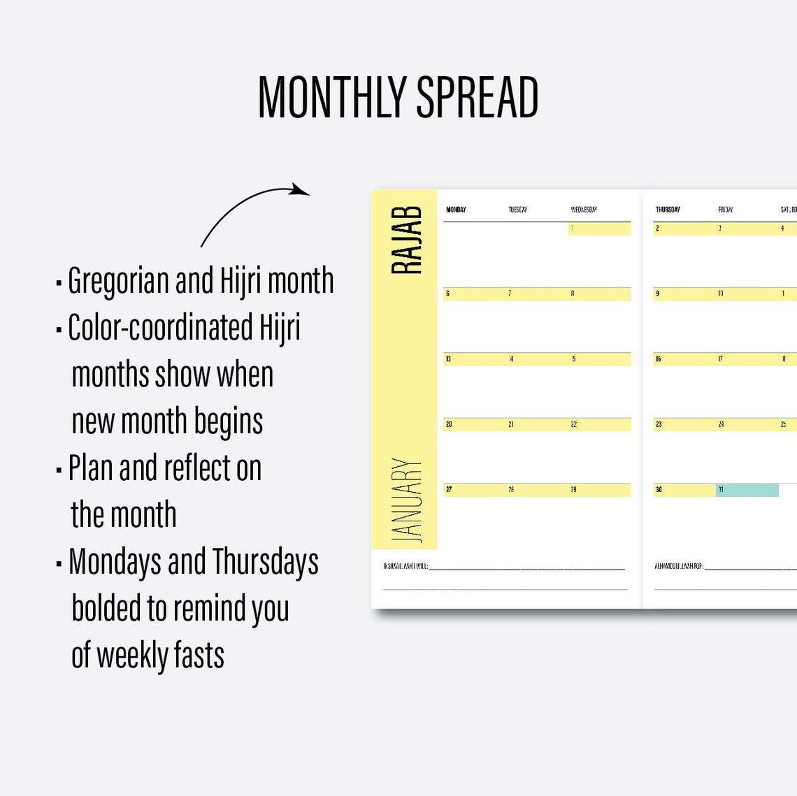 2025 Muslim Islamic Dated Planner, Hijri Calendar, Fillable ...