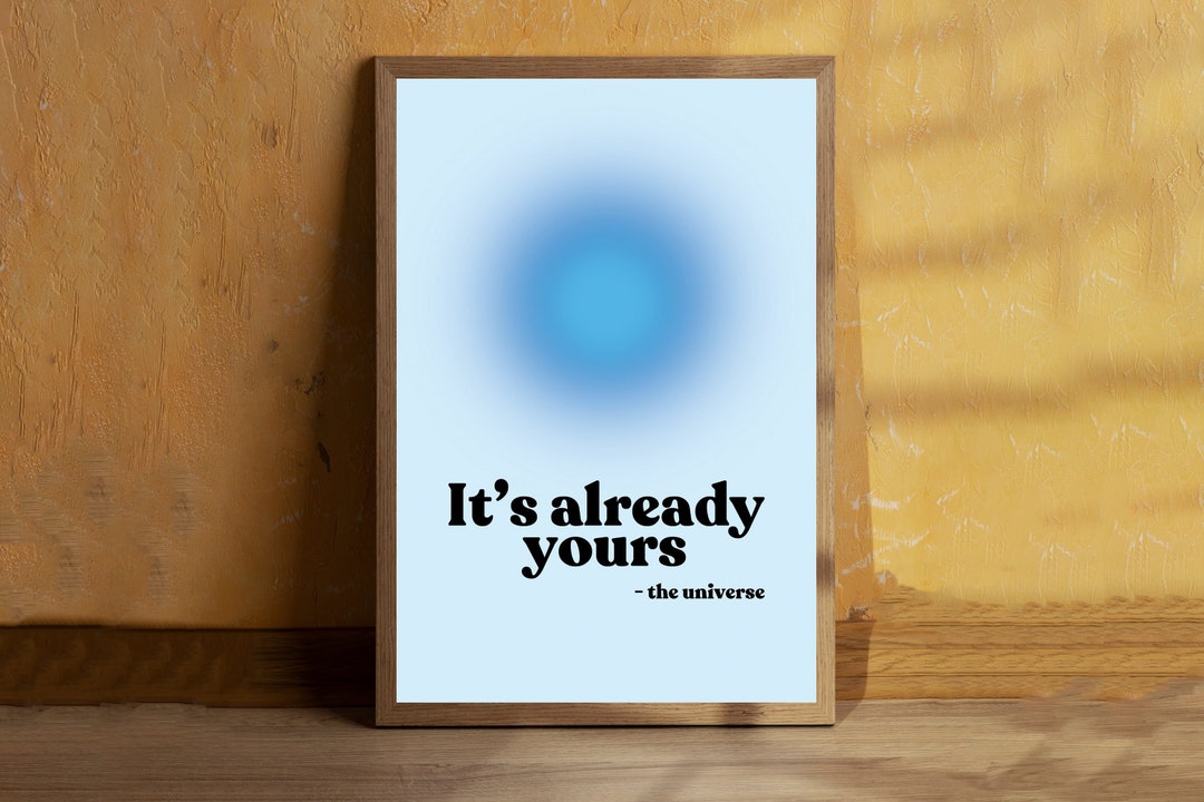 Blue Manifestation Art Print, Affirmation Wall Art , Vintage Print ...