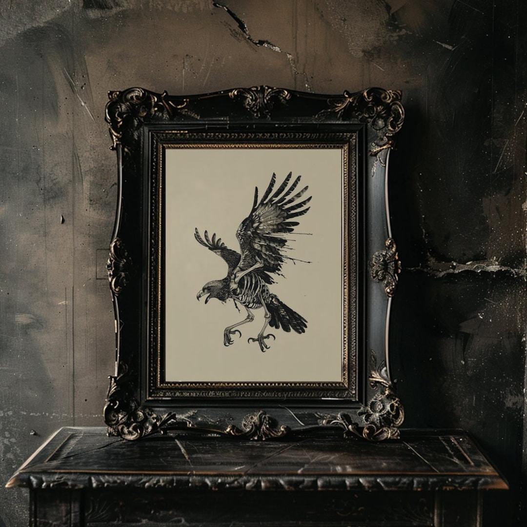 Hawk Skeleton Art Print Vintage Hawk Printable Bird in Flight ...