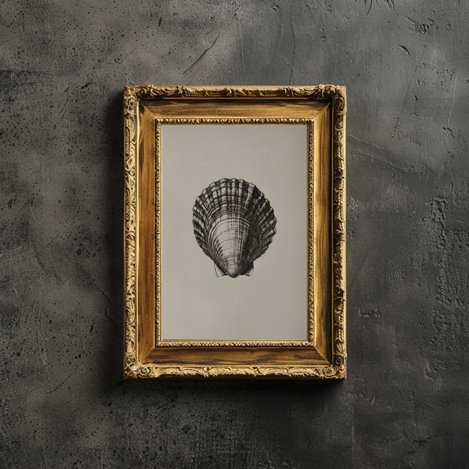 Simple Cockle Shell Digital Wall Art, Nautical Themed Seashell ...