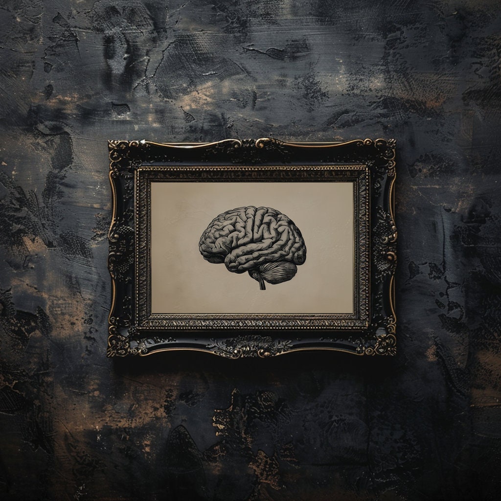 Human Brain Wall Art Printable Brain Anatomy Medical Poster Gothic ...