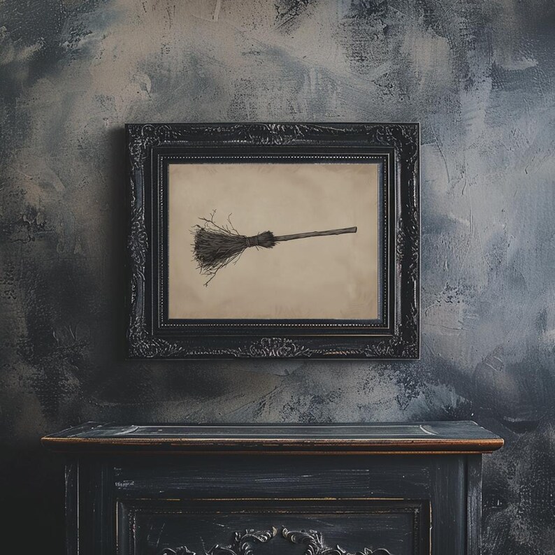 Witches Broom Art Printable Vintage Witch Broomstick Wall Art Vintage ...