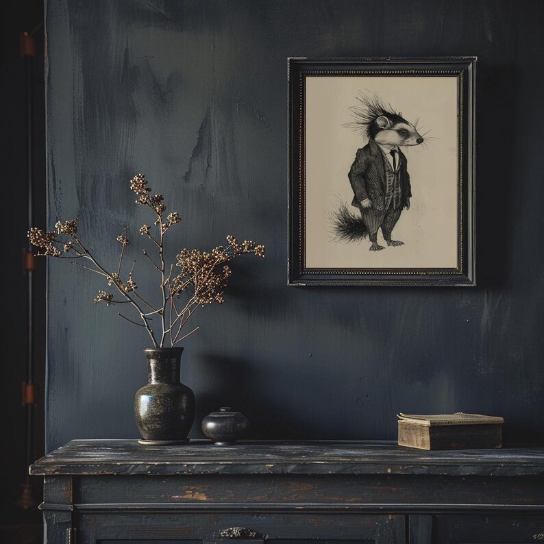 Skunk Wall Art Printable Cute Skunk Illustration Animal Portrait Funny ...