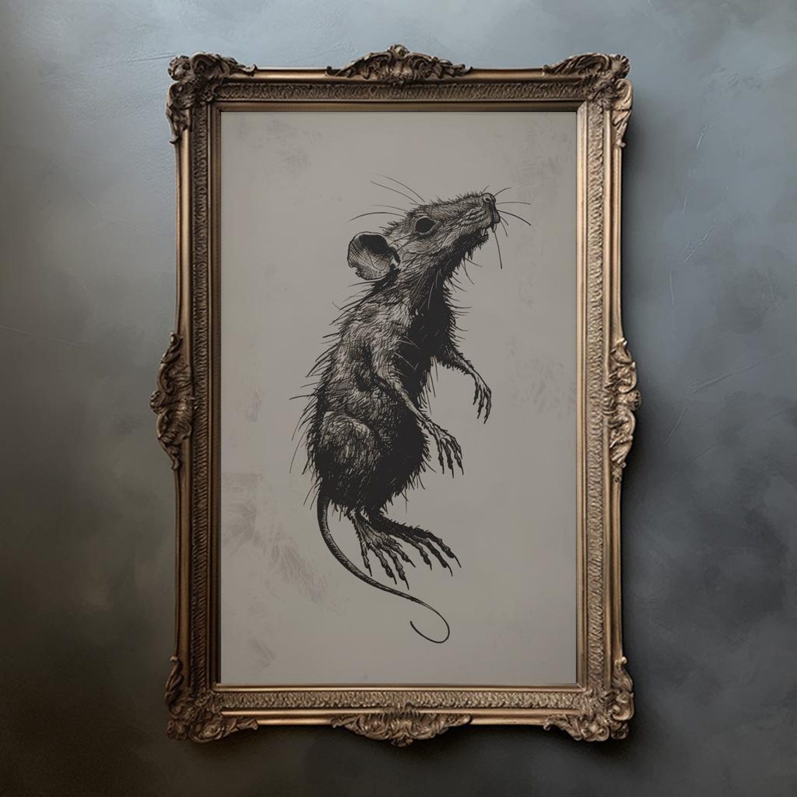 Gothic Rat Wall Art Rat Illustration Halloween Printable Rat Print ...