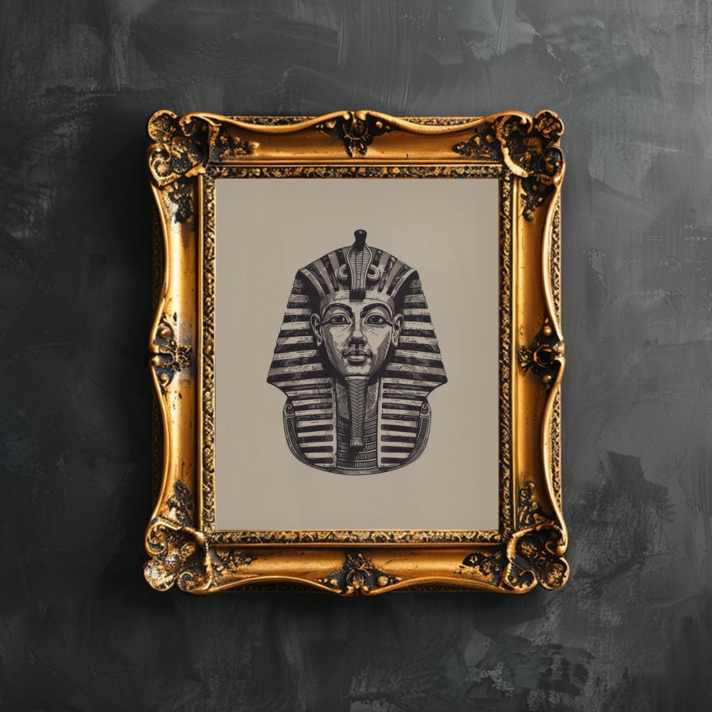 Egyptian Pharaoh Mask Wall Art Printable Vintage Egypt Print Dark ...