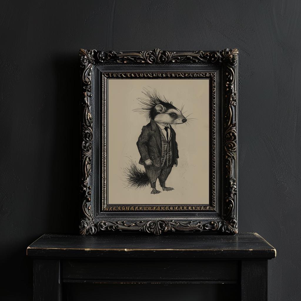 Skunk Wall Art Printable Cute Skunk Illustration Animal Portrait Funny ...