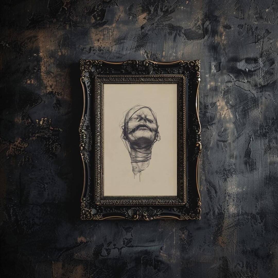 Shrunken Head Art Halloween Creepy Face Wall Print Halloween Printable ...