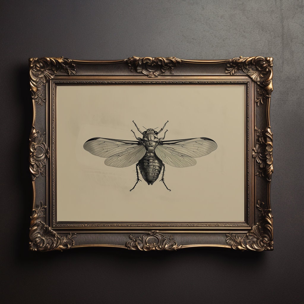Simple Cicada Entomology Printable Illustration, Vintage Bug Anatomical ...