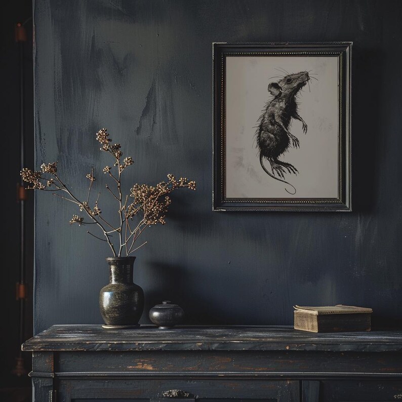 Gothic Rat Wall Art Rat Illustration Halloween Printable Rat Print ...