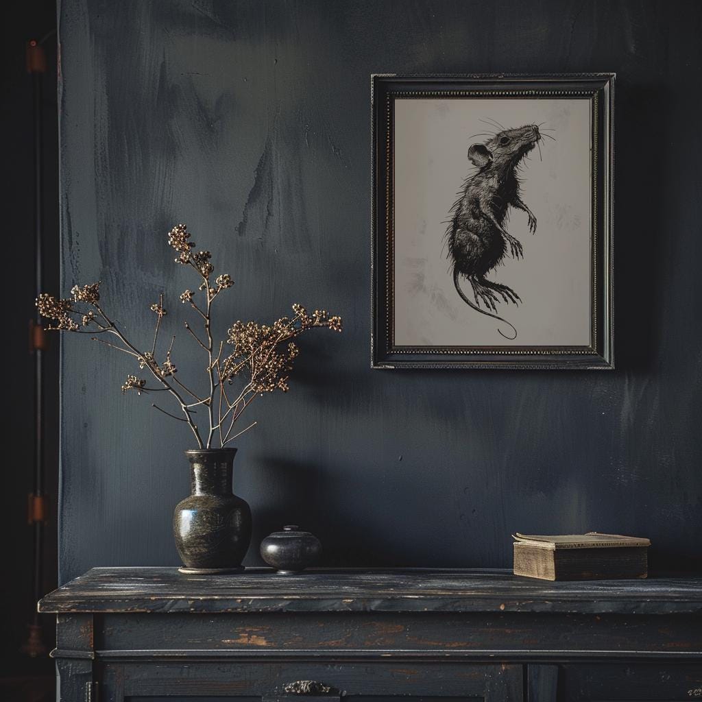 Gothic Rat Wall Art Rat Illustration Halloween Printable Rat Print ...