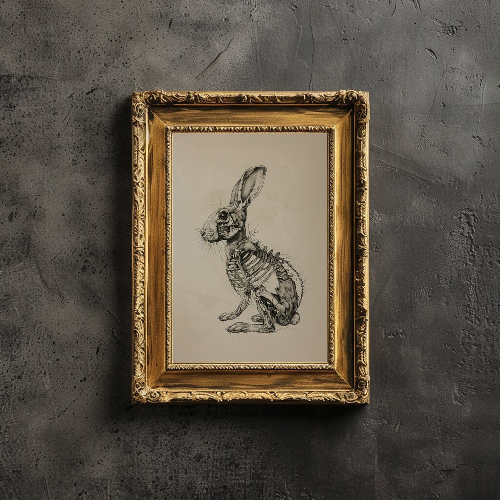 Rabbit Skeleton Printable Wall Art Rabbit Anatomy Poster Halloween ...