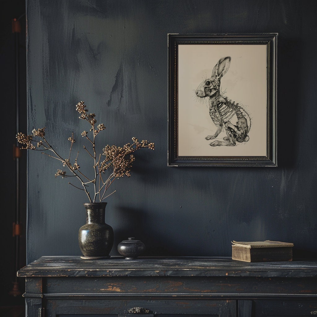 Rabbit Skeleton Printable Wall Art Rabbit Anatomy Poster Halloween ...