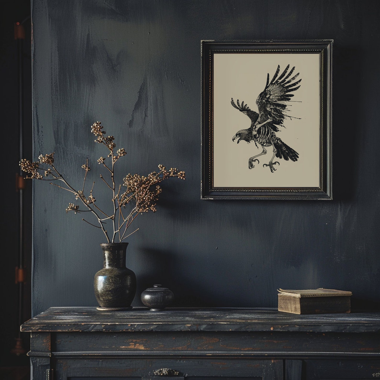 Hawk Skeleton Art Print Vintage Hawk Printable Bird in Flight ...