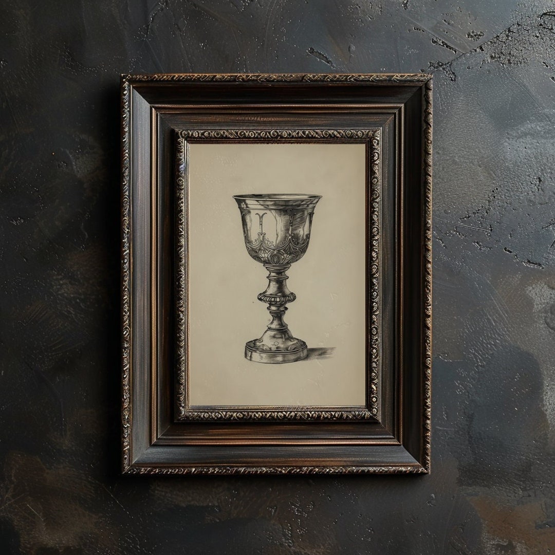 Ancient Drinking Chalice Digital Wall Art Print, Vintage Goblet ...