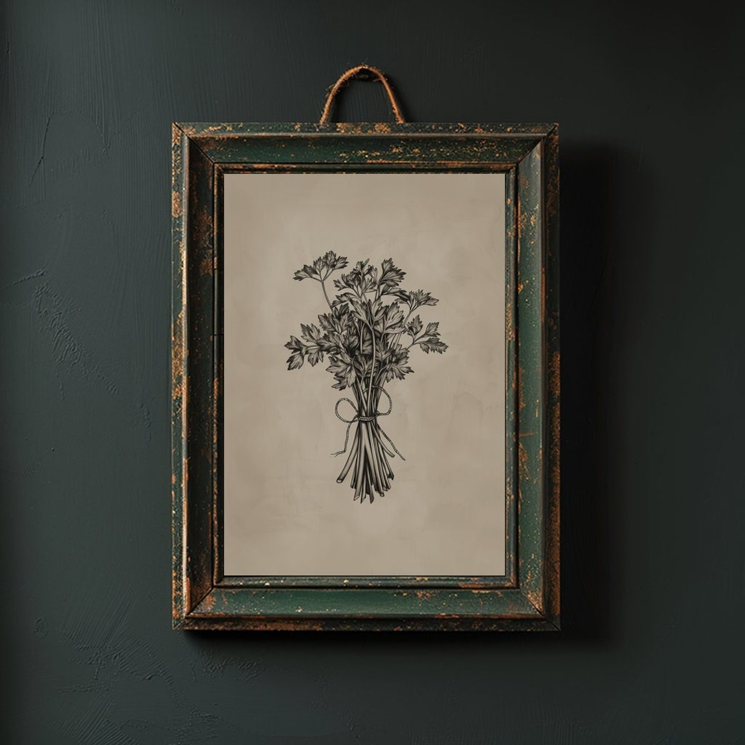 Parsley Wall Art Printable Parsley Herb Poster Vintage Botanical Herb ...
