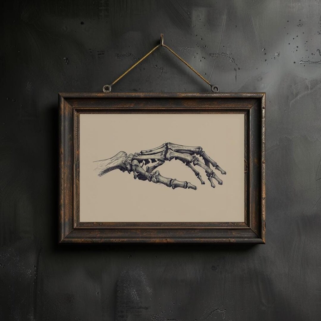 Skeleton Hand Wall Art Human Anatomical Hand Illustration Print Gothic ...