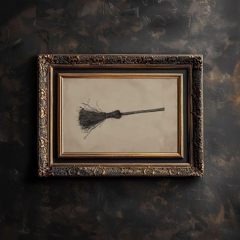 Witches Broom Art Printable Vintage Witch Broomstick Wall Art Vintage ...