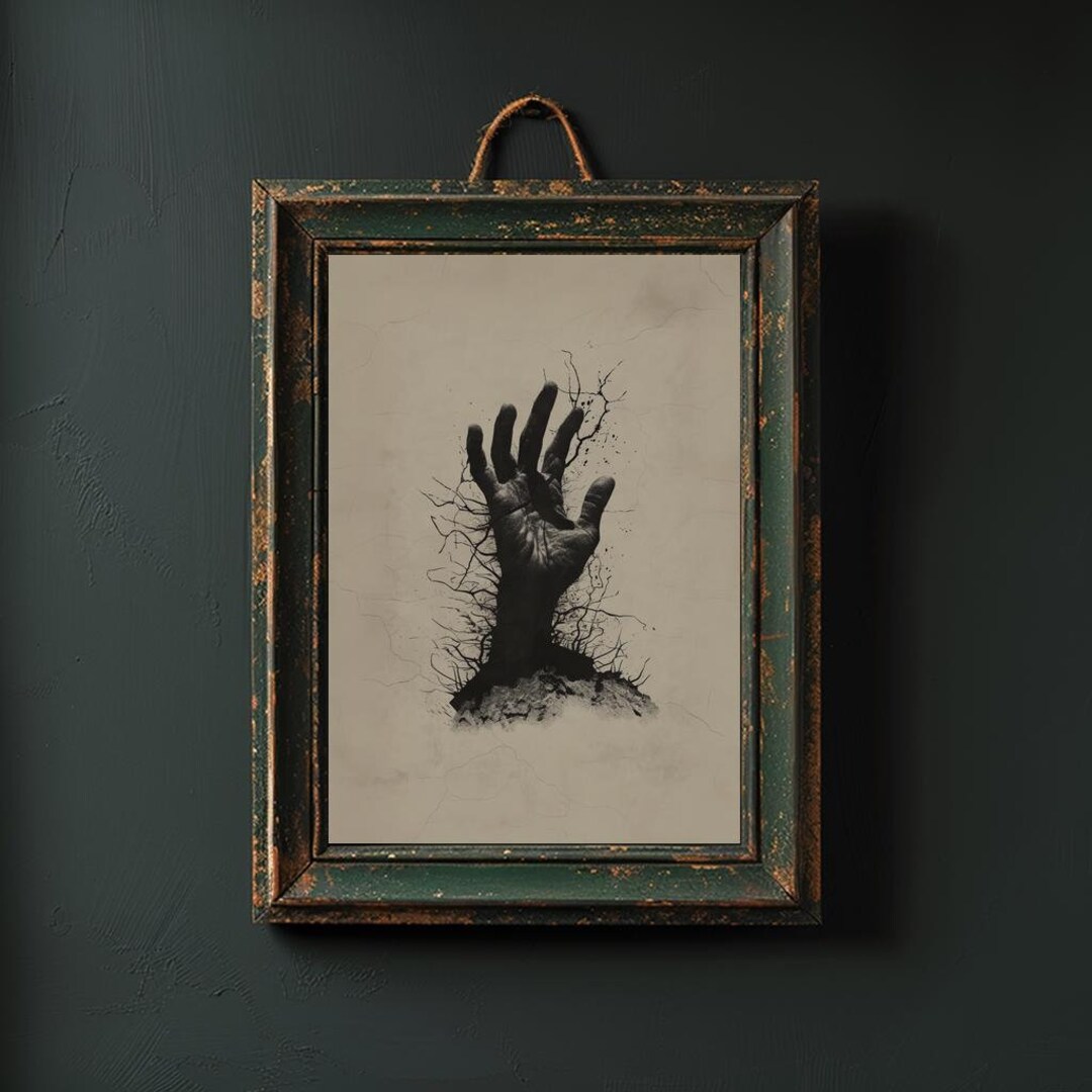 Rising Zombie Hand Wall Art Printable Spooky Halloween Zombie Monster ...