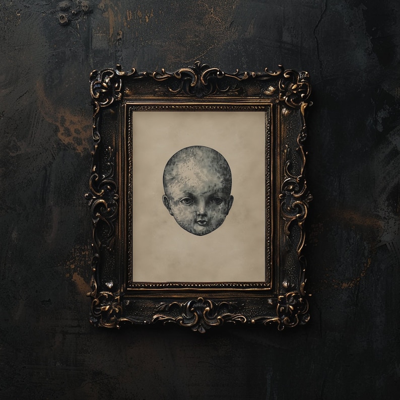 Doll Head Printable Artwork, Goth Unique Doll Face Print, Creepy ...