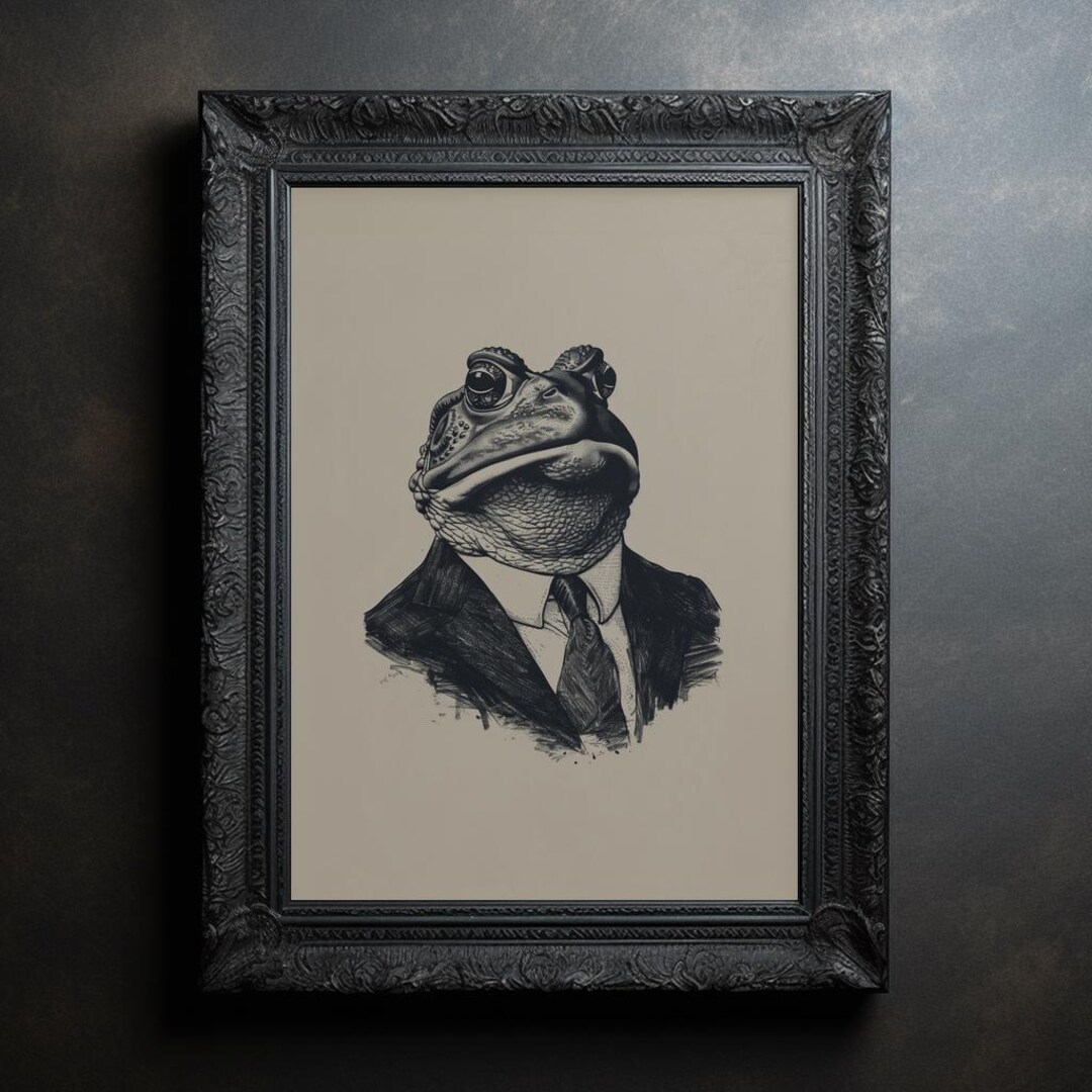 Vintage Toad Portrait Wall Art Printable Toad Illustration Art Print of ...