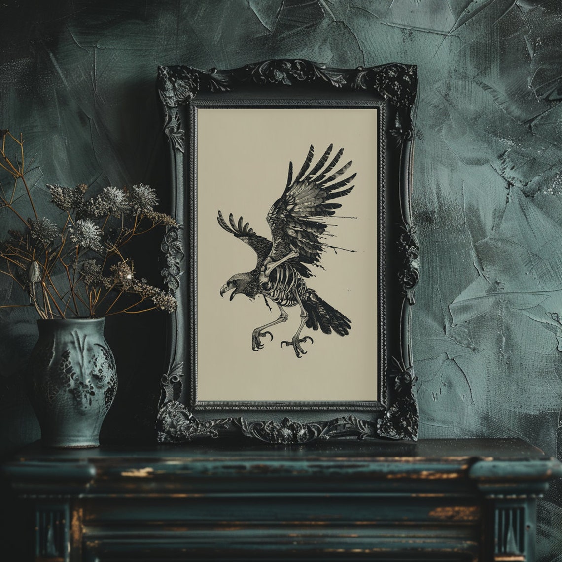 Hawk Skeleton Art Print Vintage Hawk Printable Bird in Flight ...