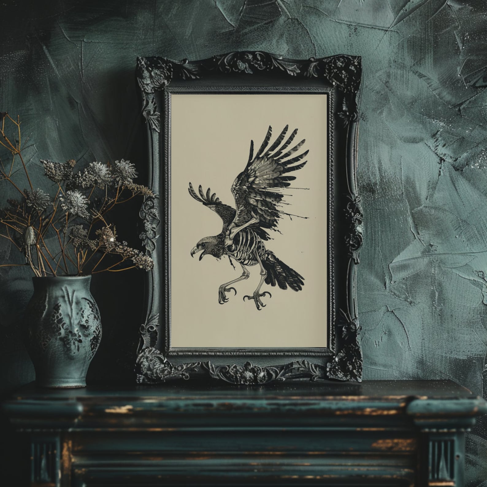 Hawk Skeleton Art Print Vintage Hawk Printable Bird in Flight ...